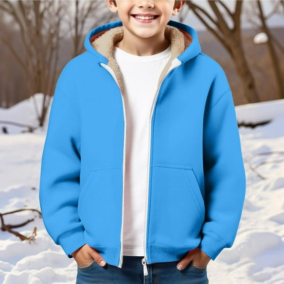 CPNG Boys Girls Sherpa Lined Zip Up Hoodie Kids Fleece Jacket Thick ...