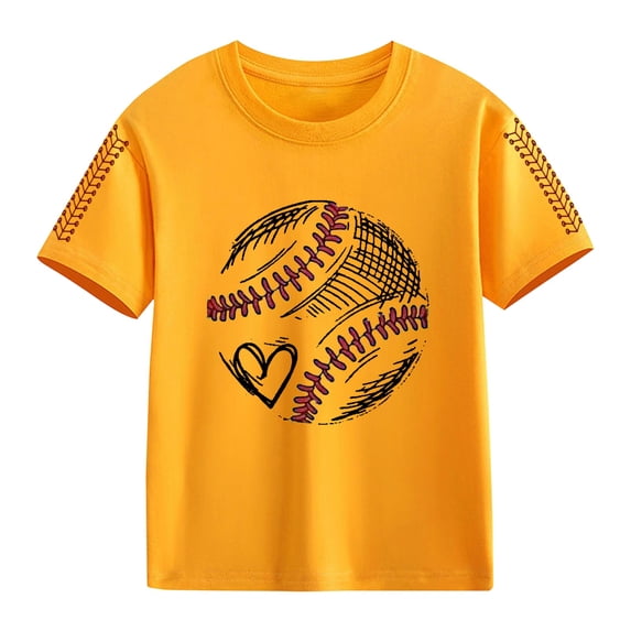 CPNG Boys Girls Short Sleeve Casual T-Shirt Round Neck Baseball Printed ...
