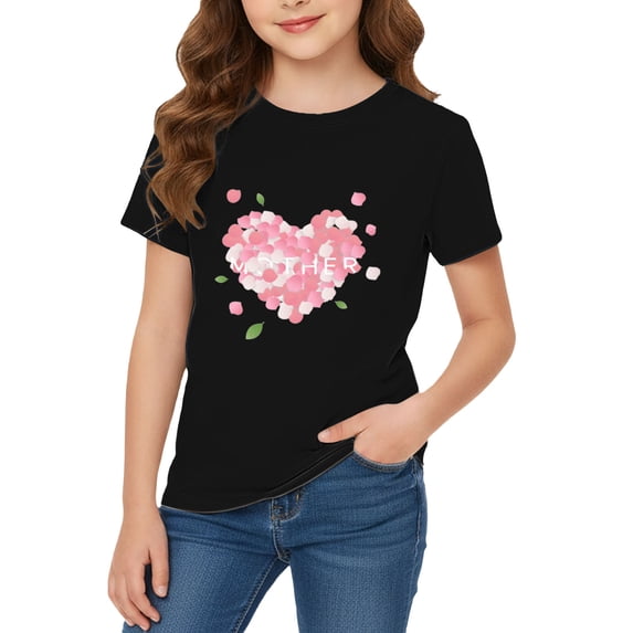CPNG Children's T Shirt Girls and Boys Mother's Day Cute Heart Print T ...