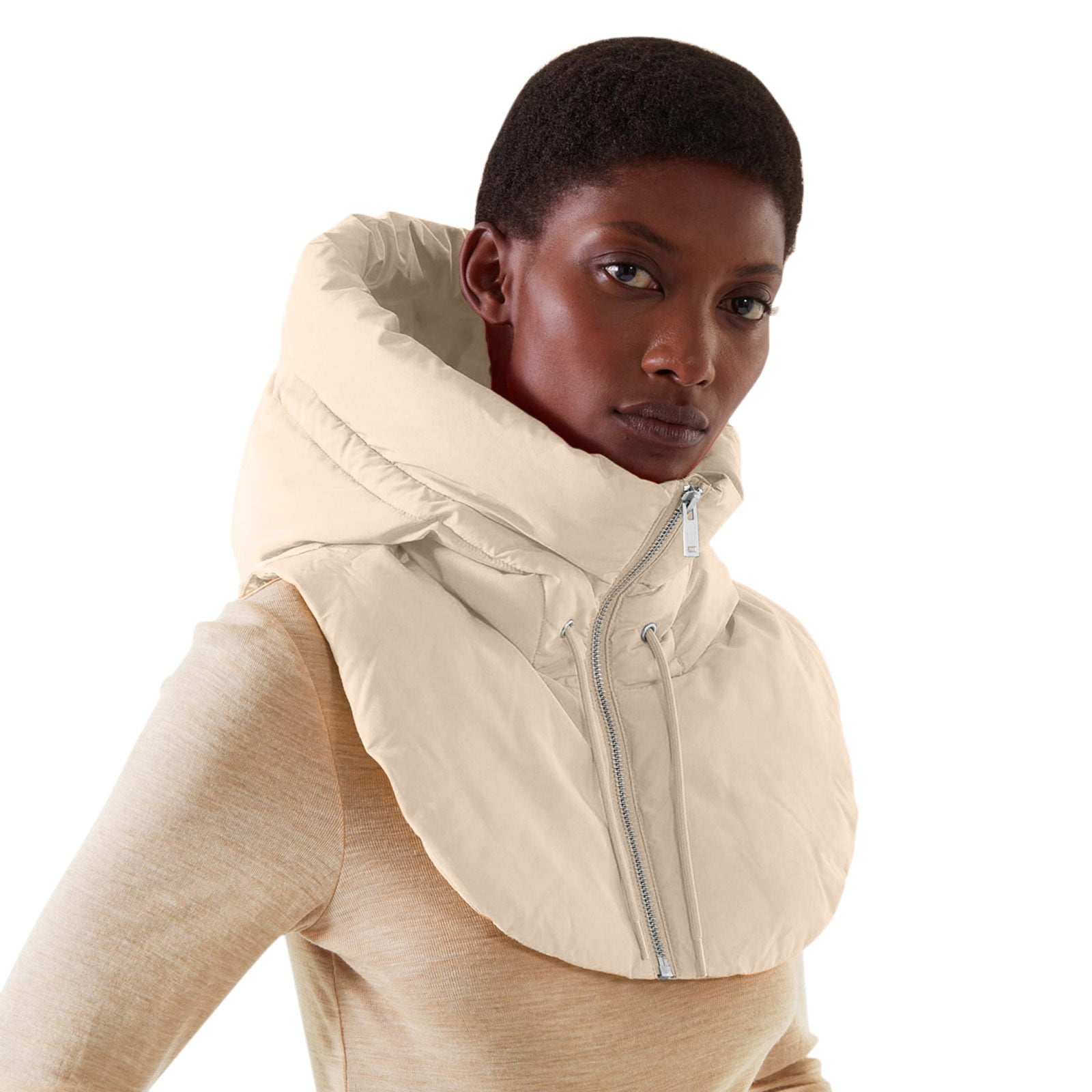 CPNG Clearance! Womens Cropped Puffer Vest Sleeveless Zip Up Detachable ...