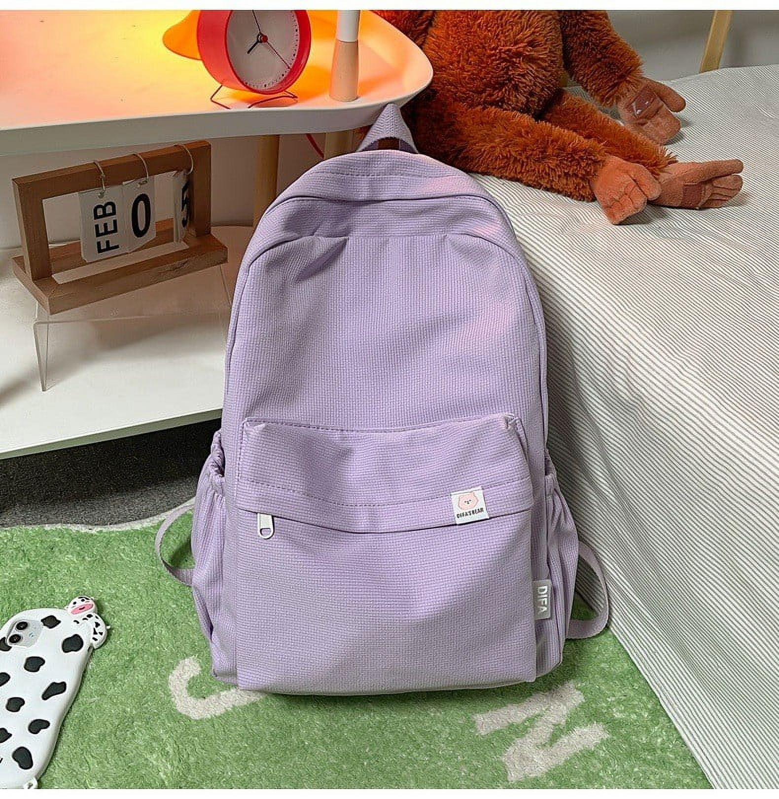 CPNG Cute Aesthetic Backpack for Women Water-Resistant Pack Solid Color Backpacks Lightweight ...