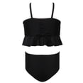 CPNG Girls 2-Piece Ruffled Swim Set – Spaghetti Strap Crop Top with ...