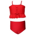CPNG Girls 2-Piece Ruffled Swim Set – Spaghetti Strap Crop Top with ...