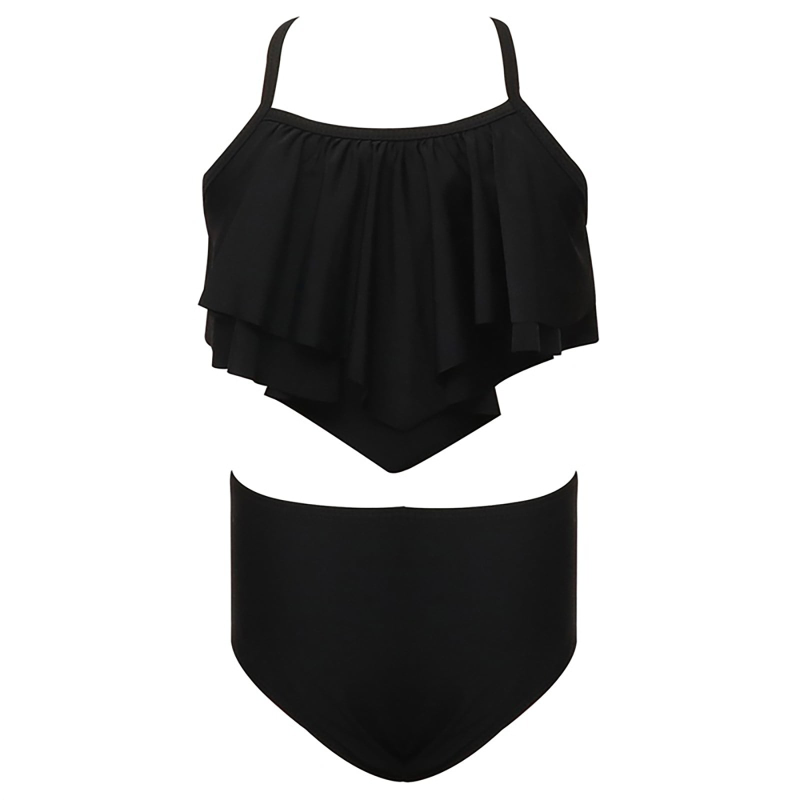 CPNG Girls' 2-Piece Ruffled Swimsuit Set – Square Neck Crop Top with ...