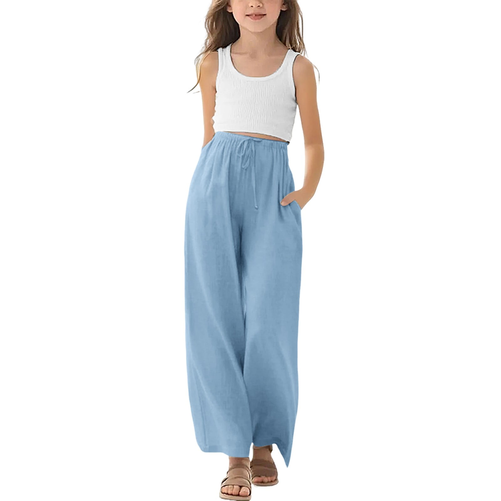 CPNG Girls Daily Baggy Sweatpants High Waist Elastic Waist Drawstring ...