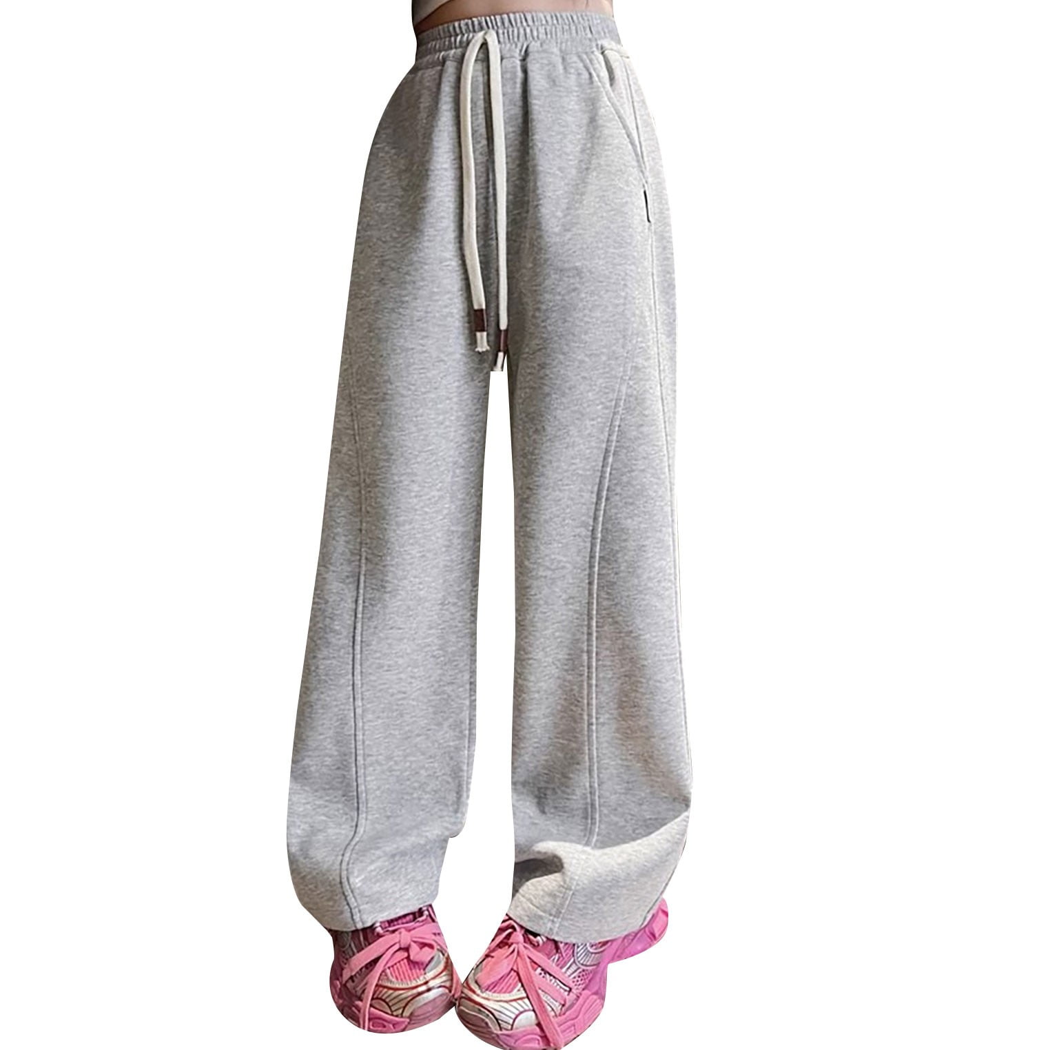 CPNG Girls Drawstring Sweatpants Teen Girl Solid Color Loose Wide Leg ...