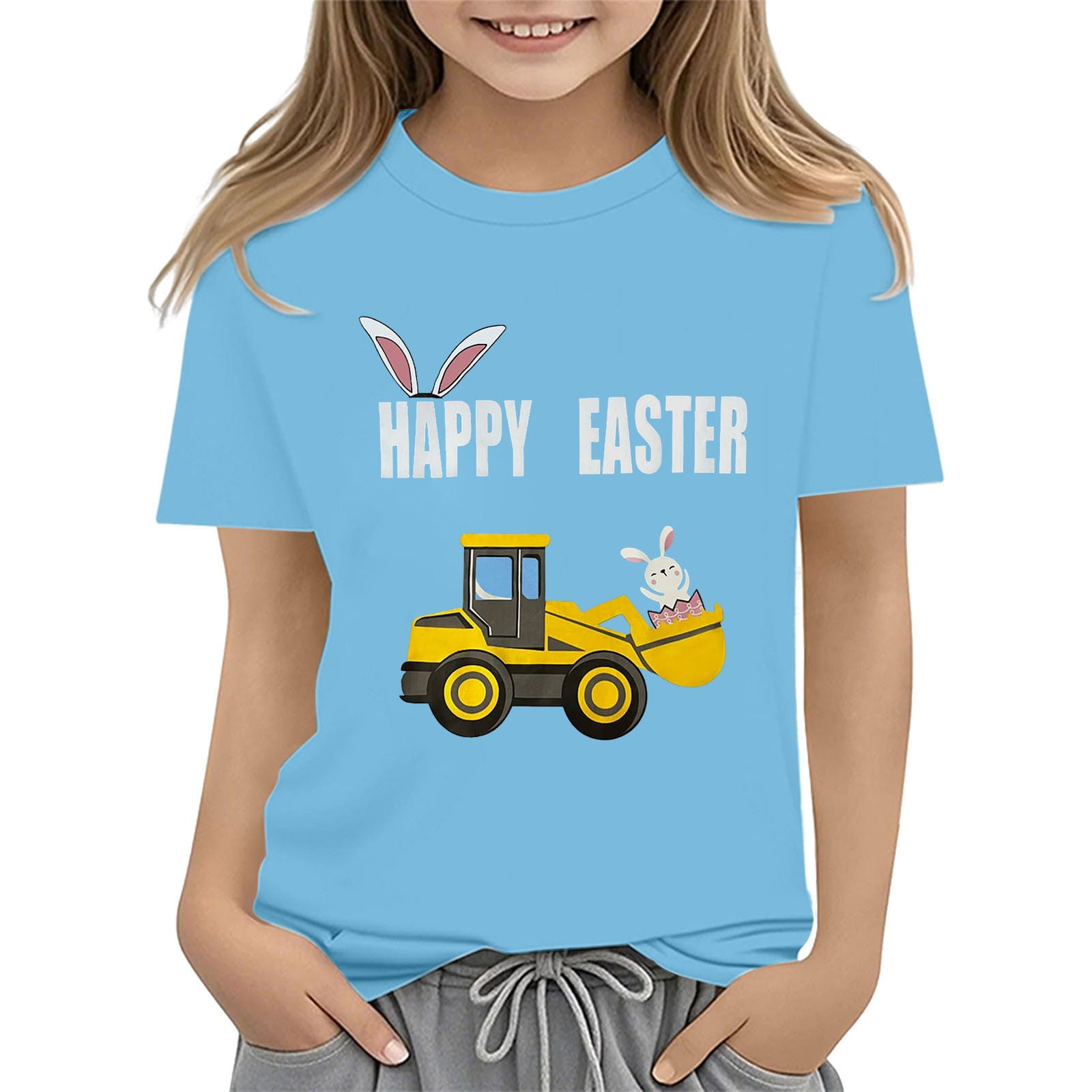 CPNG Girls Easter Cotton T Shirts Cute Summer Round Neck T-Shirt ...