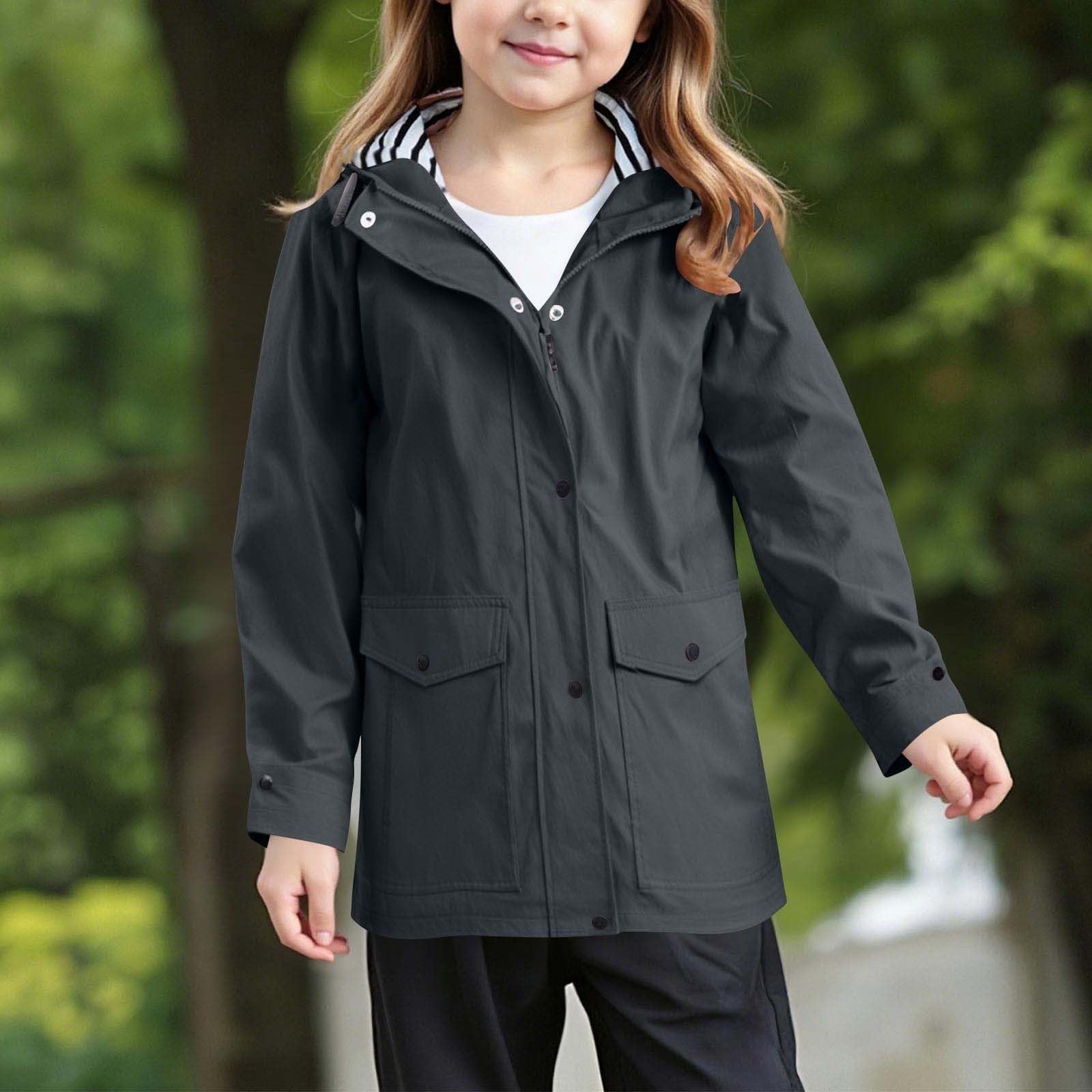 CPNG Girls Lined Rain Jacket with Hood Waterproof Windbreaker Preppy ...