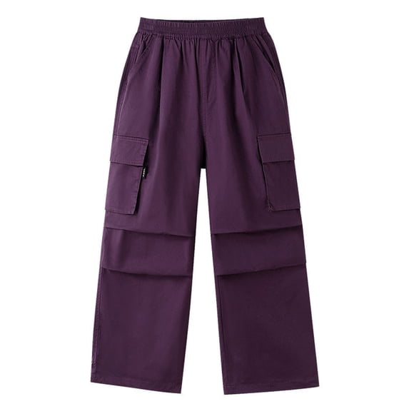 CPNG Girls Loose Fit Cargo Pants Straight Wide Leg Elastic High Waist ...