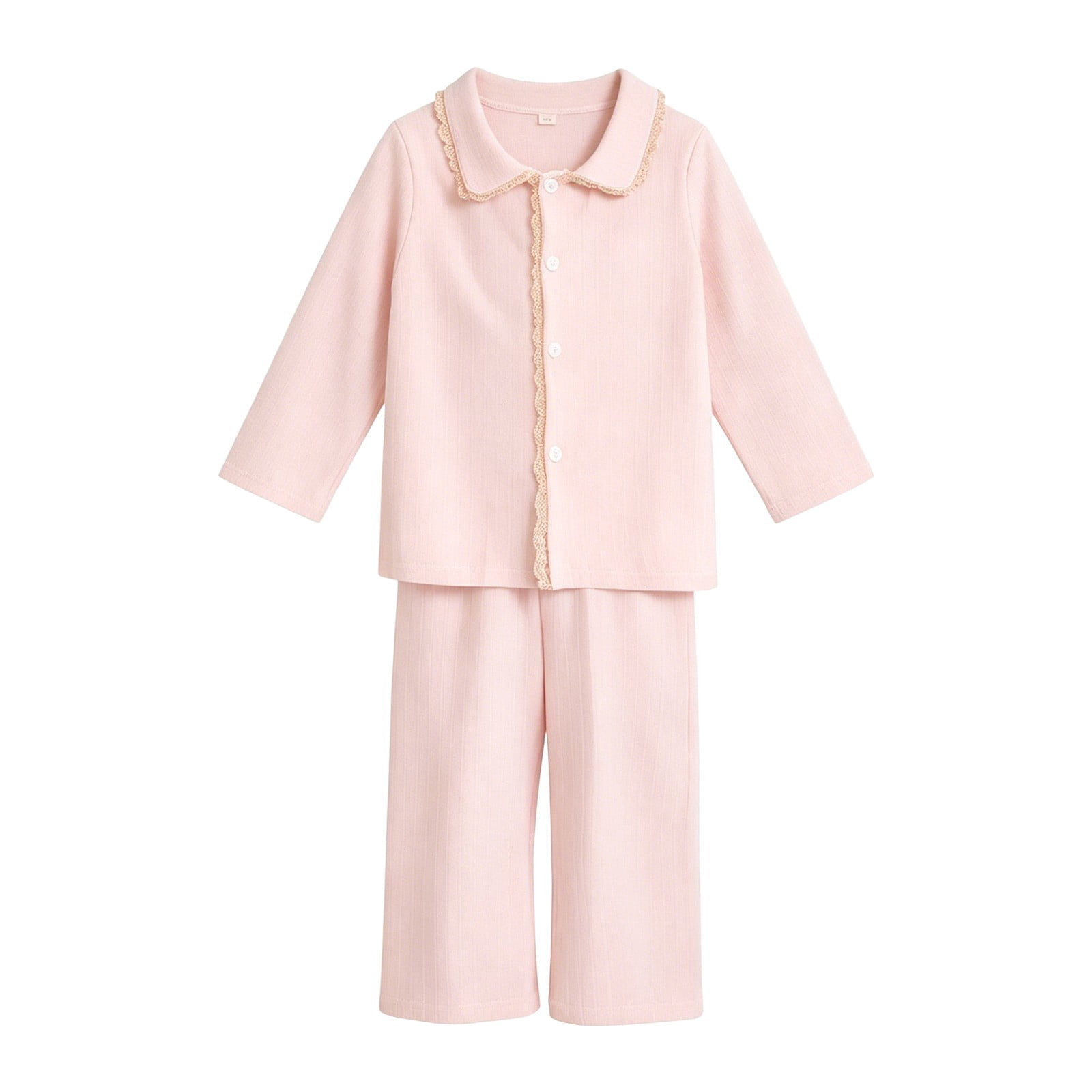 CPNG Girls Loungewear Set Lace Trim Button Down Long Sleeve Sleep Top ...
