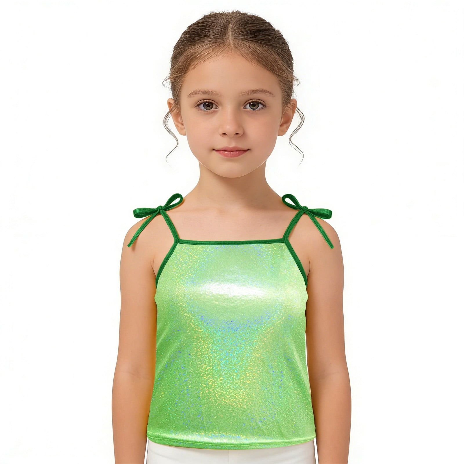 CPNG Girls Metallic Tank Tops Spaghetti Straps Sleeveless Sparkly ...