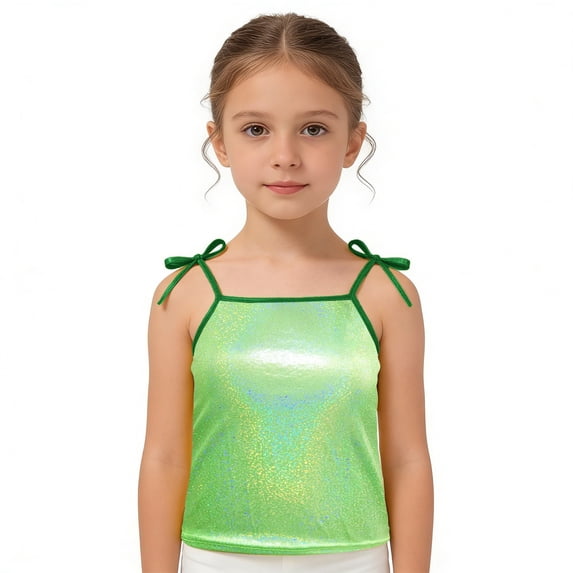 CPNG Girls Metallic Tank Tops Spaghetti Straps Sleeveless Sparkly ...