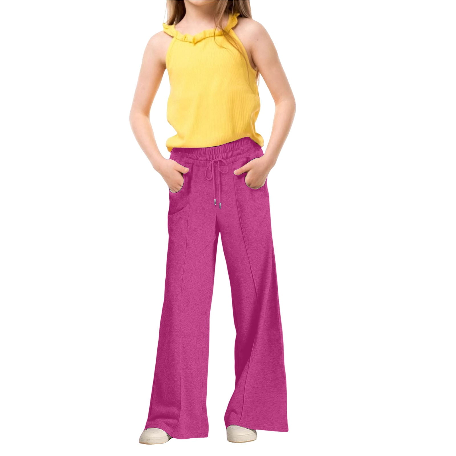 CPNG Girls Oversized Sweatpants Straight Wide Leg Drawstring Sweat ...