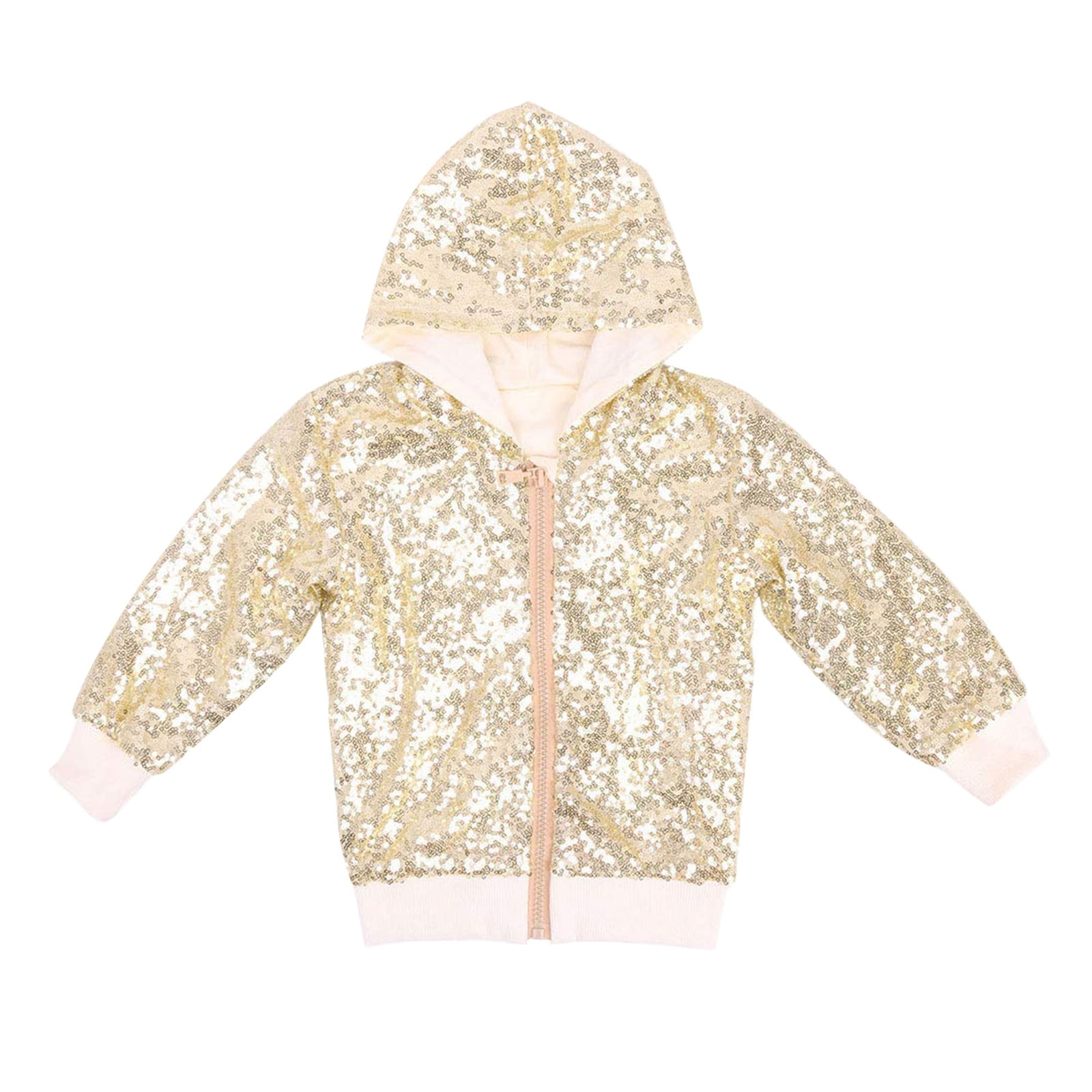 CPNG Girls Sequin Baseball Jacket Hooded Zipper Jacket Sparkle Bomber ...
