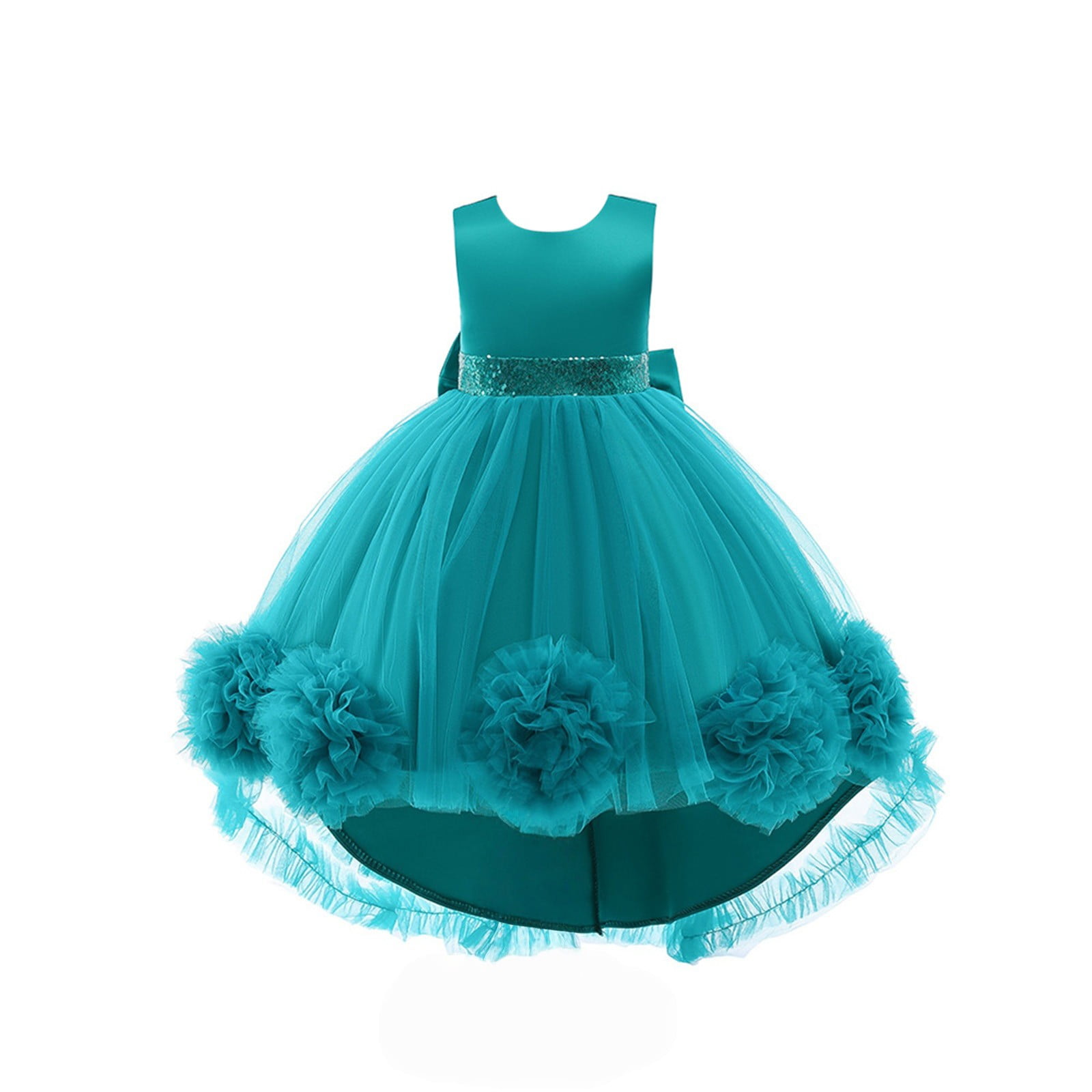 CPNG Girls' Sleeveless Satin & Tulle Flower Girl Dress – Sequin ...