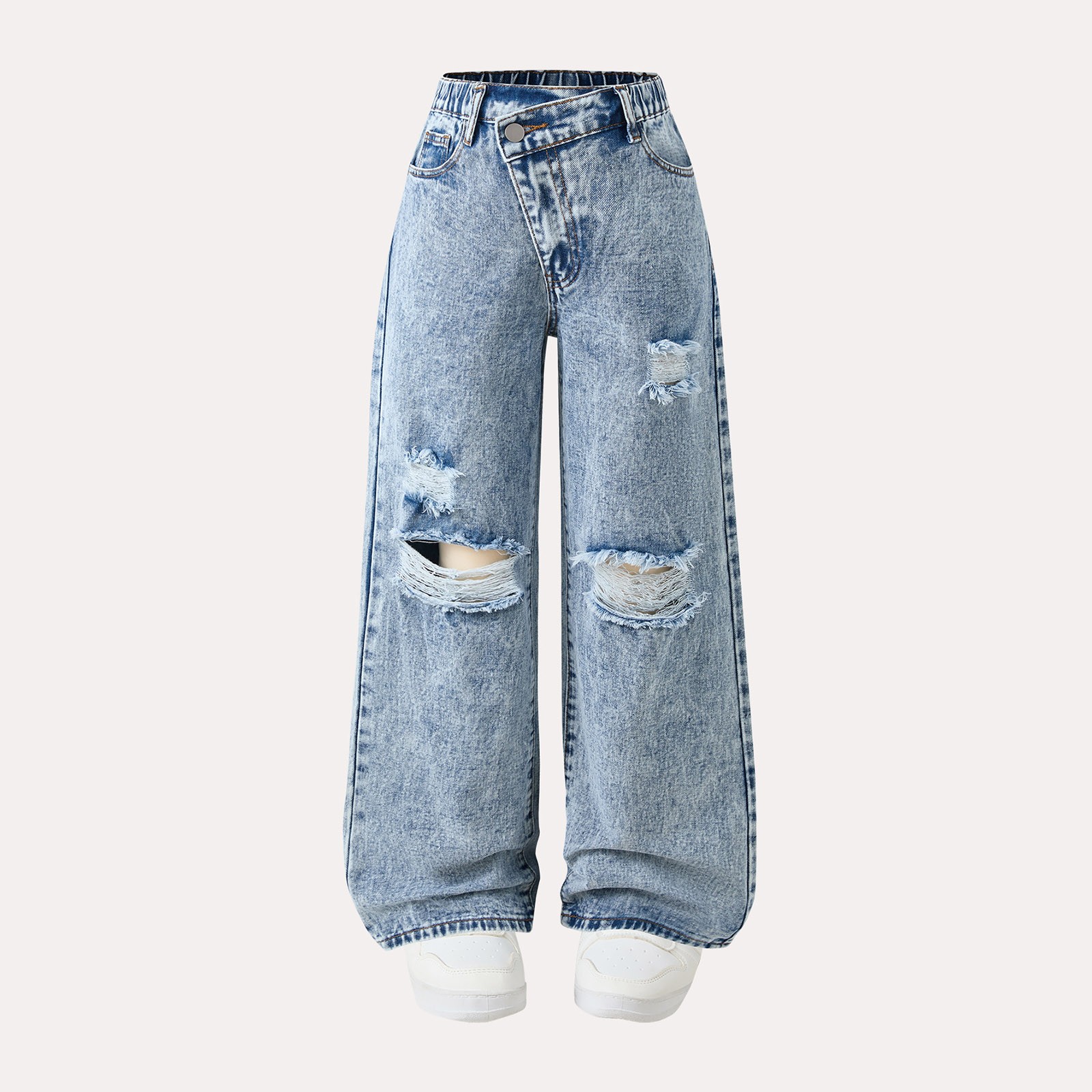 CPNG Girls Straight Wide Leg Jeans with Pocket Trendy High Waisted ...