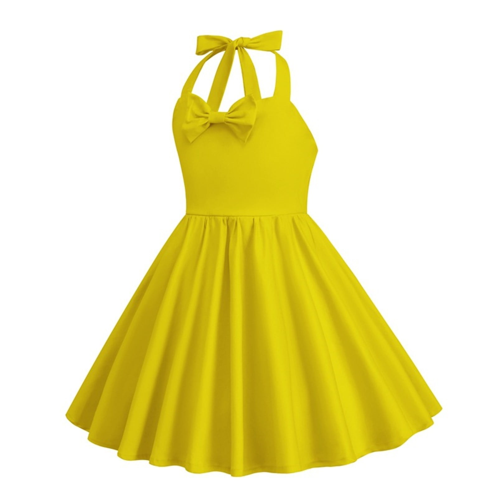 CPNG Girls Summer Halter Dress Sleeveless Polka Dot Printed Solid Color ...