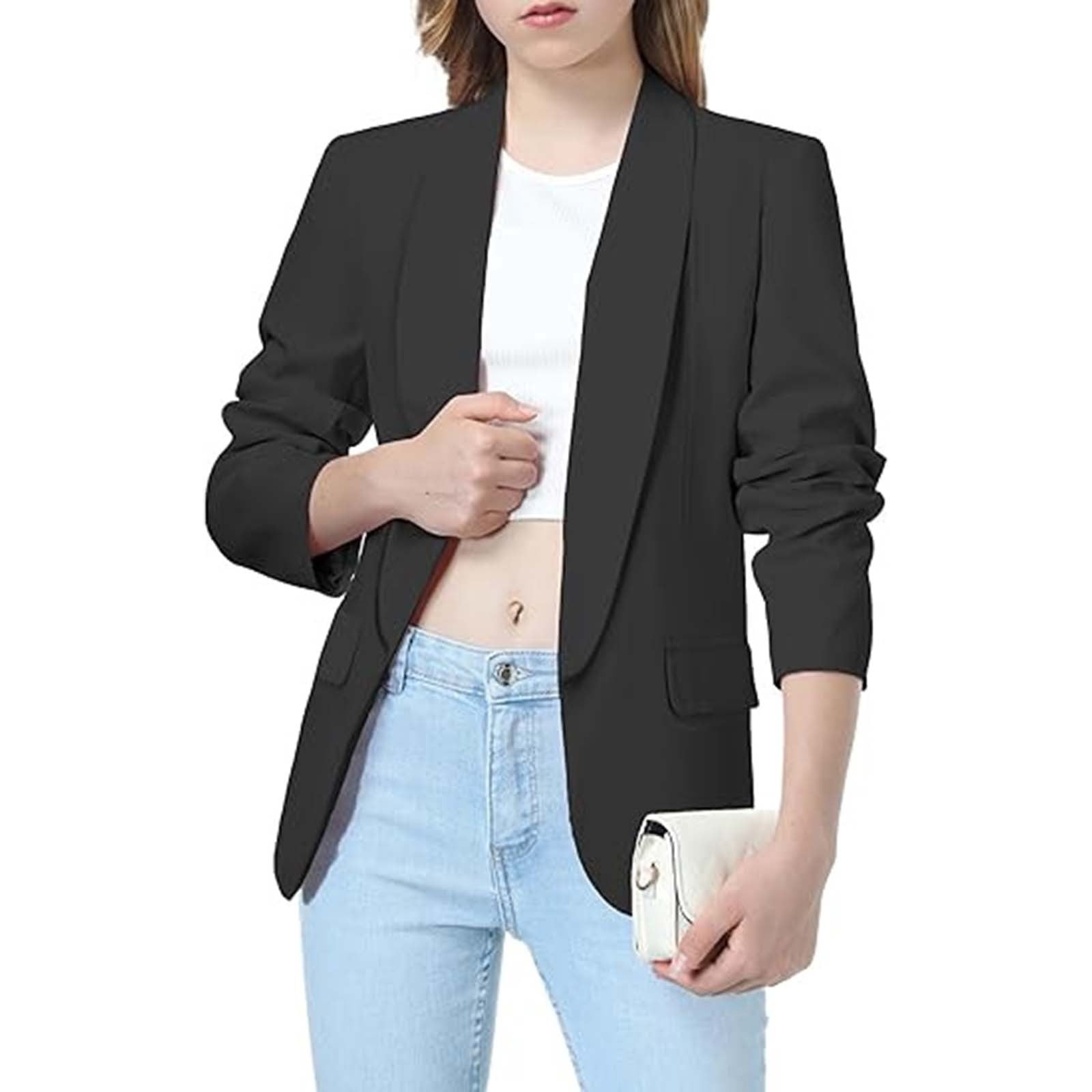 CPNG Kid Girls Blazer Jacket Long Sleeve Shawl Collar Women Lightweight ...