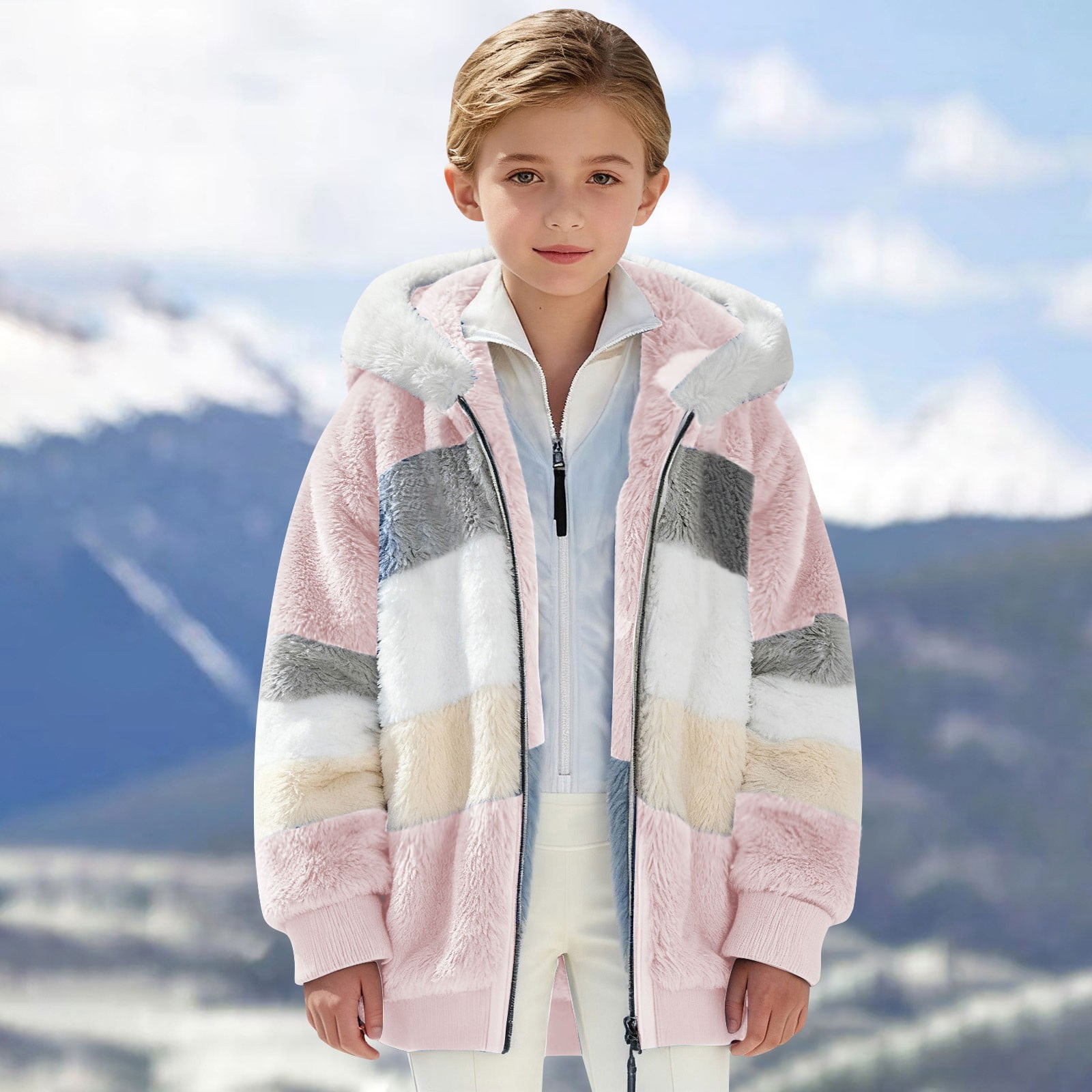 CPNG Kid Girls Lamb Wool Padded Coat Oversized Fuzzy Fleece Jackets ...