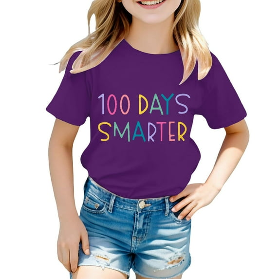 CPNG Kids' 100 Days of School Milestone T-Shirt - "100 Days Smarter ...