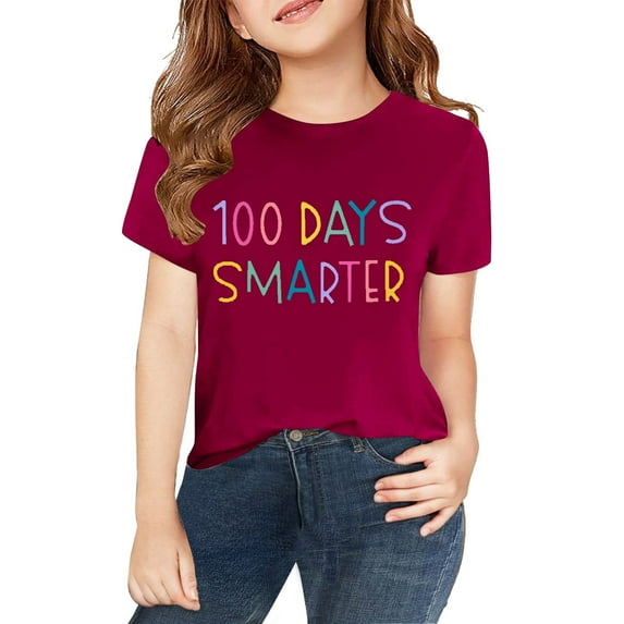 CPNG Kids' 100 Days of School Milestone T-Shirt - "100 Days Smarter ...