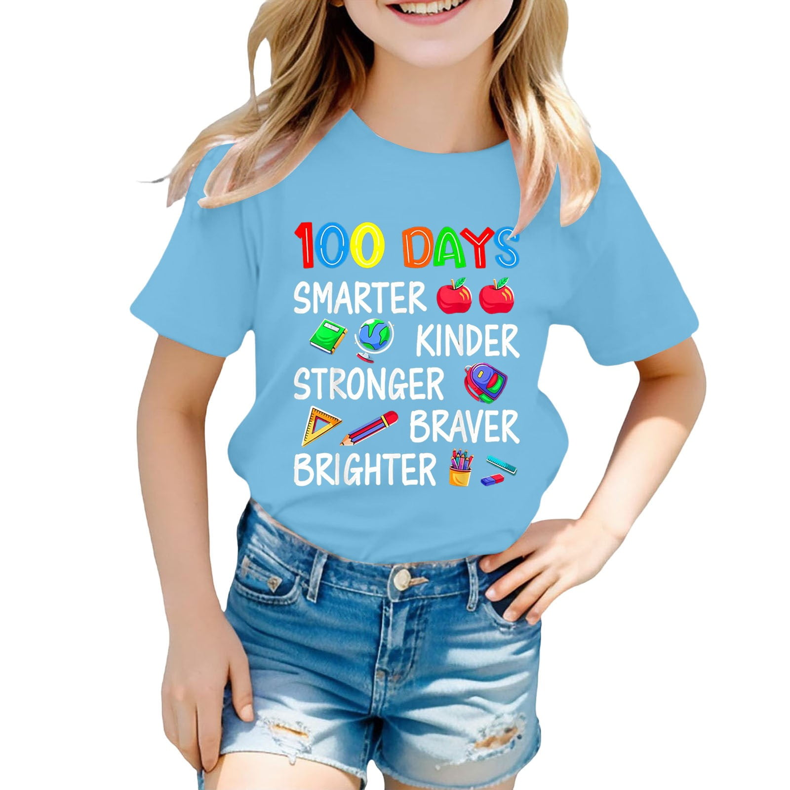 CPNG Kids' 100 Days of School Milestone T-Shirt - "100 Days Smarter ...