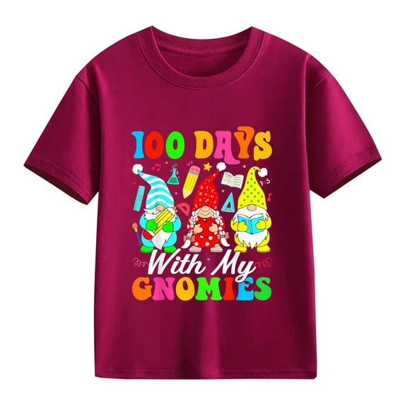 CPNG Kids' 100 Days of School Theme T-Shirt - "100 Days With My Gnomies ...