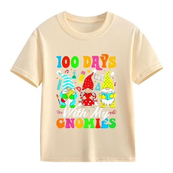 CPNG Kids' 100 Days of School Theme T-Shirt - "100 Days With My Gnomies ...