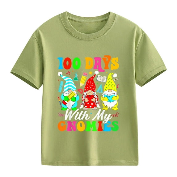 CPNG Kids' 100 Days of School Theme T-Shirt - "100 Days With My Gnomies ...