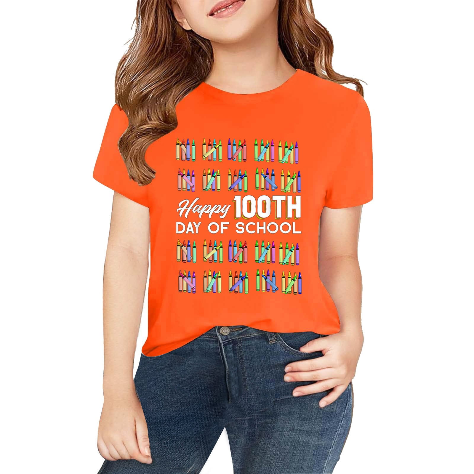 CPNG Kids' 100th Day of School Celebration T-Shirt - Colorful Crayon ...
