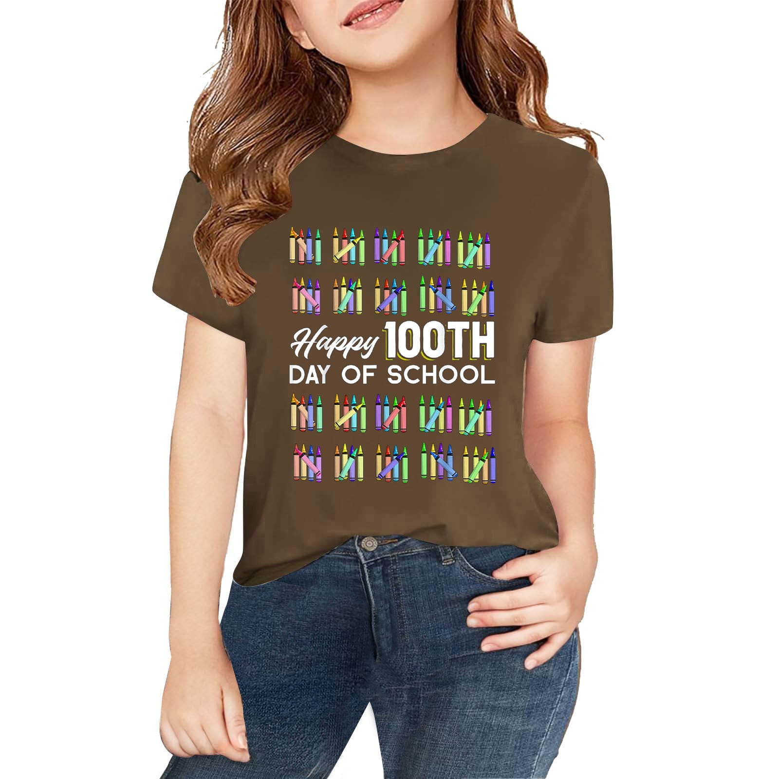 CPNG Kids' 100th Day of School Celebration T-Shirt - Colorful Crayon ...