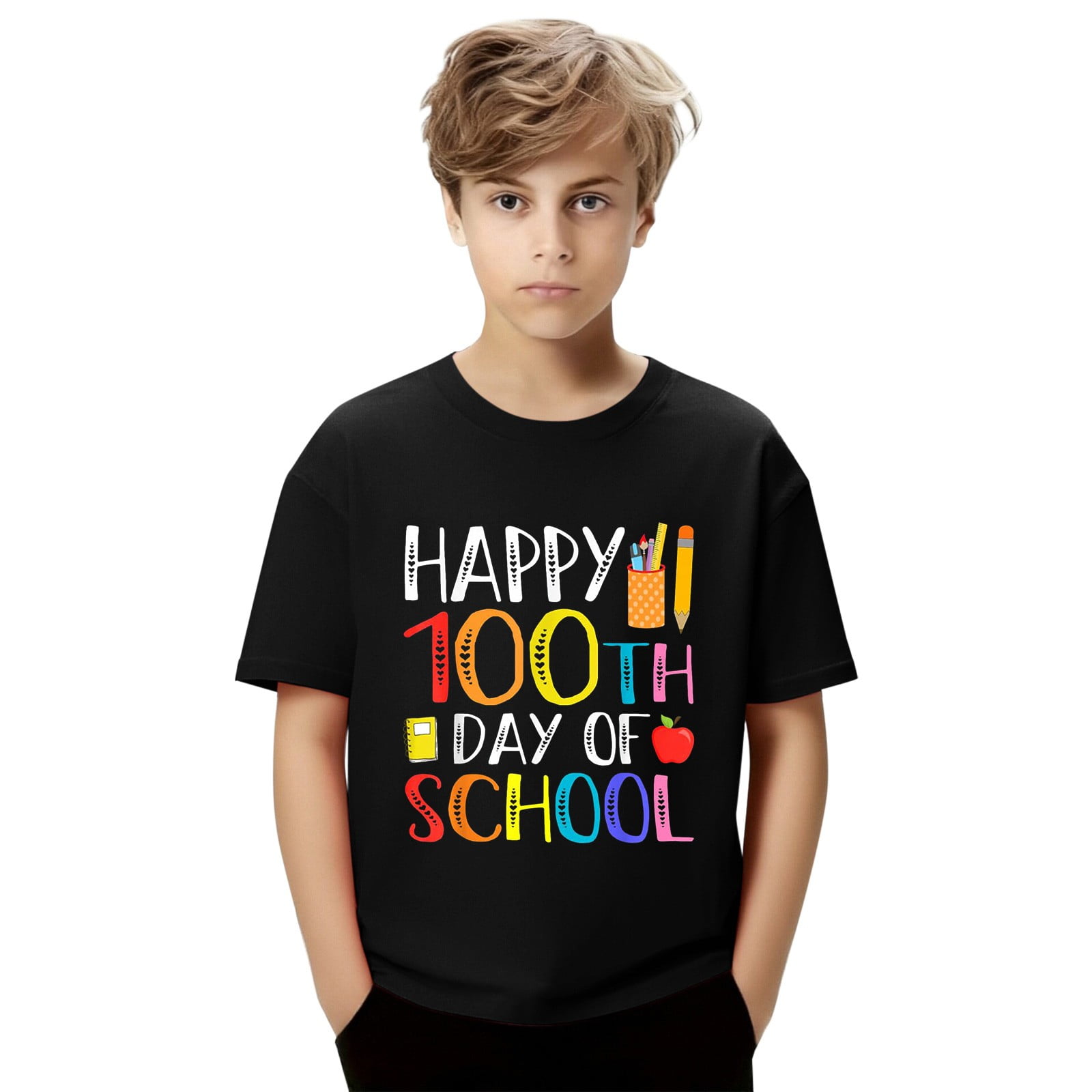 CPNG Kids' 100th Day of School Celebration T-Shirt - "Happy 100th Day ...