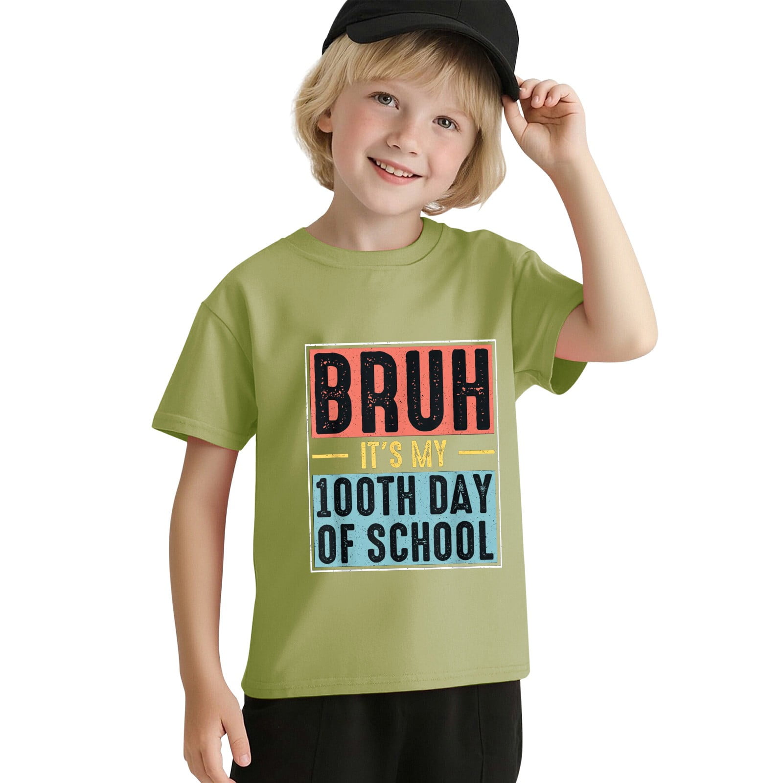 CPNG Kids' 100th Day of School Funny T-Shirt - "BRUH It's My 100th Day ...