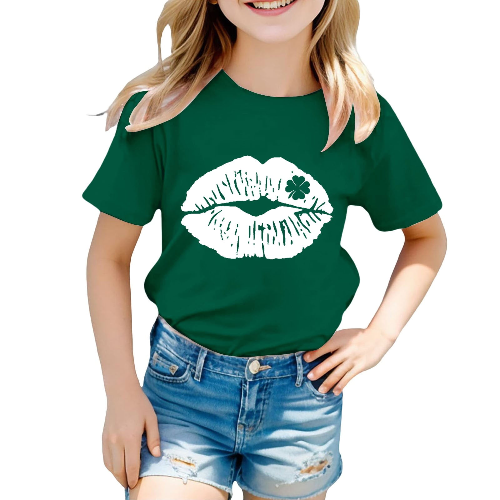 CPNG Kids' Festive St. Patrick's Day Lip & Shamrock Graphic Short ...