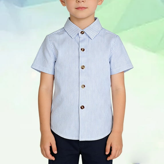 CPNG Kids' Short-Sleeve Button-Down Shirt: Striped Pattern, Collared ...