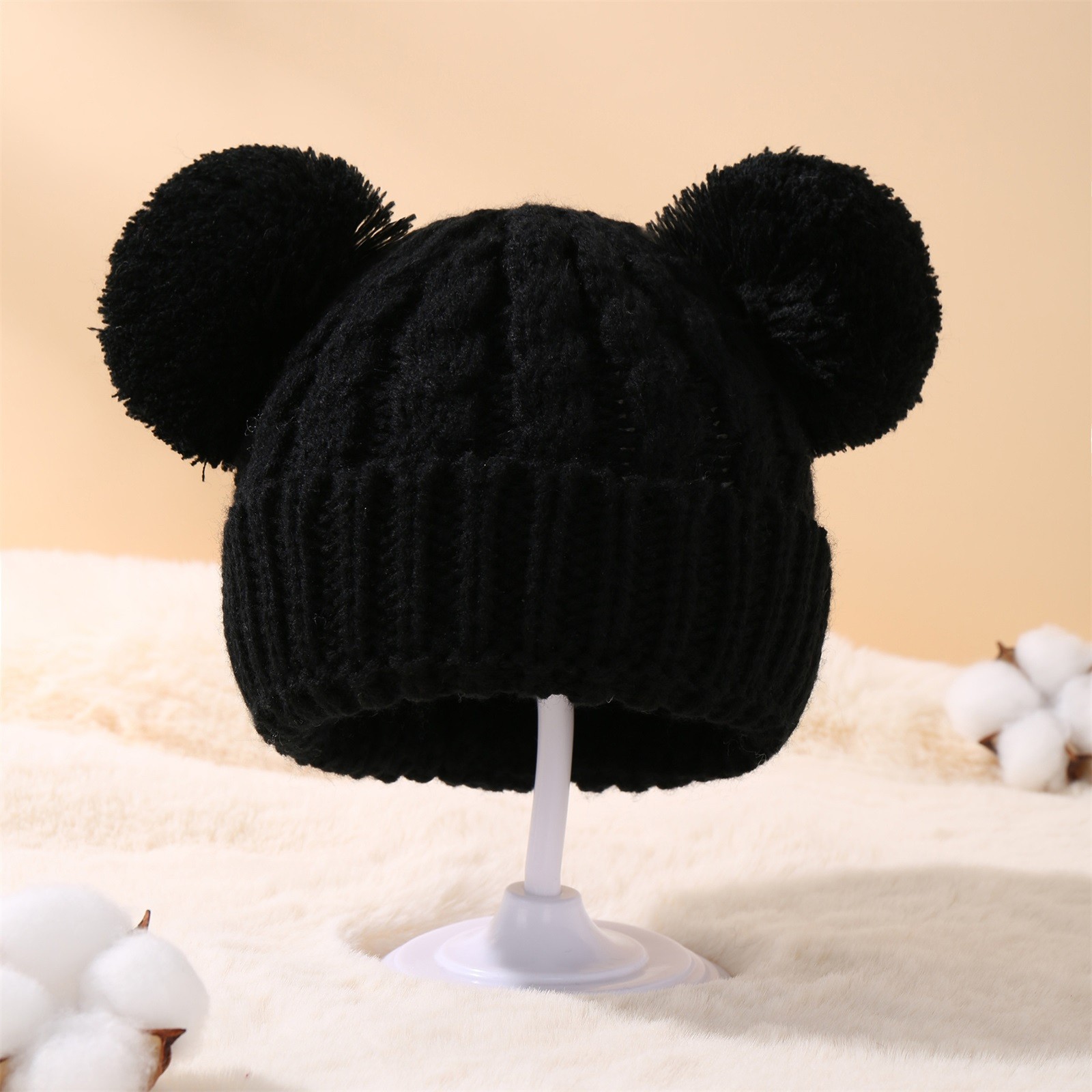 CPNG Kids Winter Knitted Beanie Hat Cute Girls Hats with Double Faux ...
