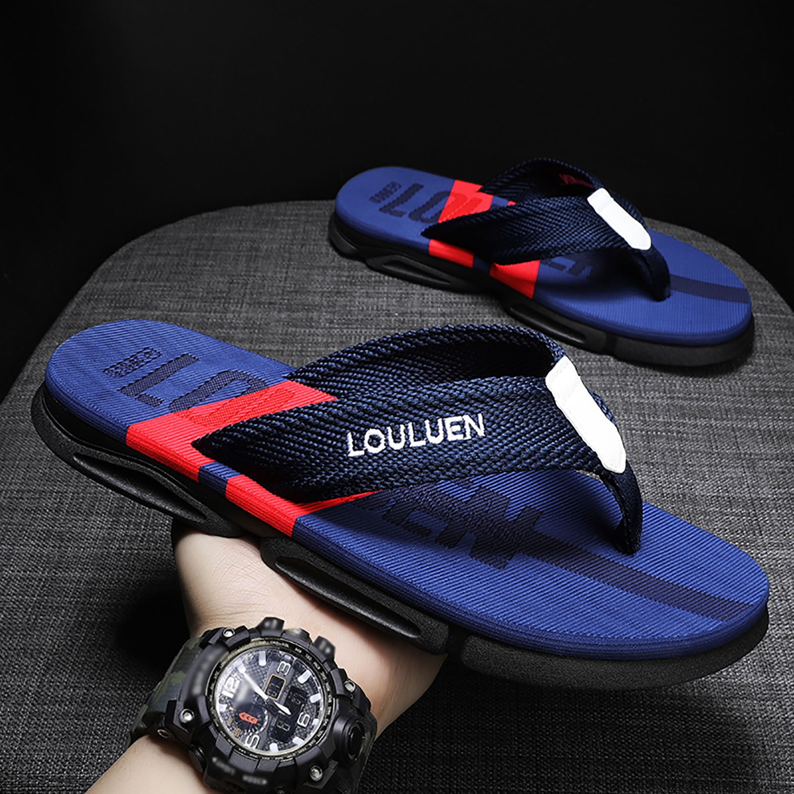 CPNG Men's Color Block Premium Flip Flops Outdoor Leisure Summer Beach ...