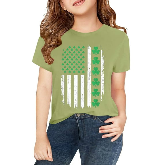 CPNG St. Patrick's Day Kids' Distressed American Flag & Clover Graphic ...
