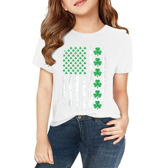CPNG St. Patrick's Day Kids' Distressed American Flag & Clover Graphic ...