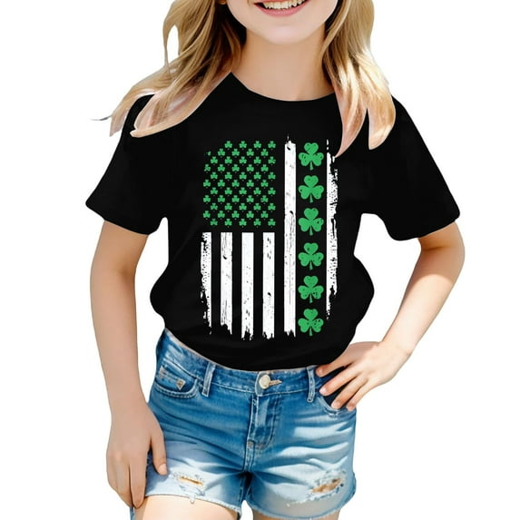 CPNG St. Patrick's Day Kids' Distressed American Flag & Clover Graphic ...