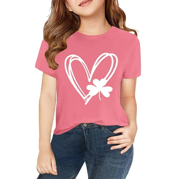 CPNG St. Patrick's Day Kids' Heart & Clover Graphic Short Sleeve T ...