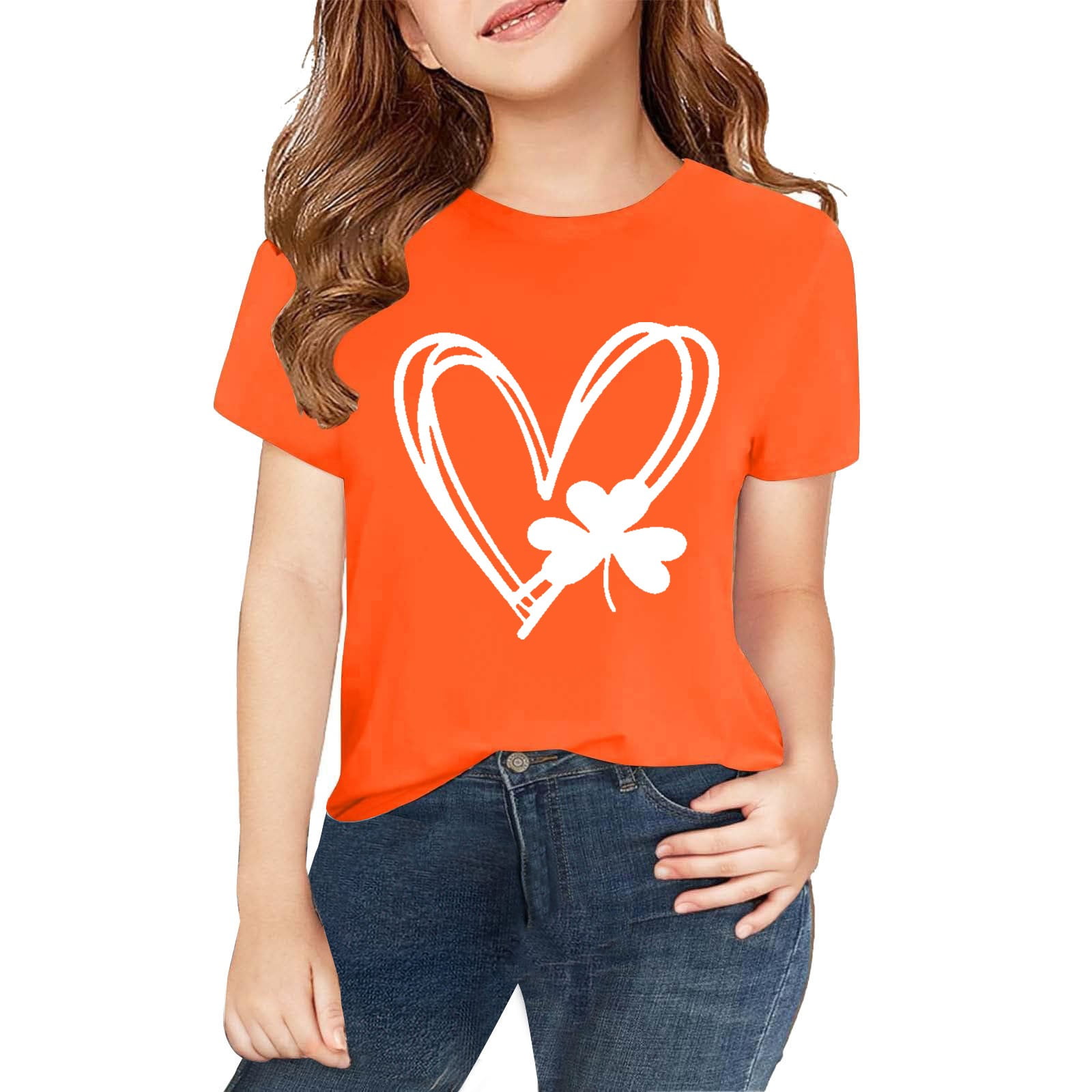 CPNG St. Patrick's Day Kids' Heart & Clover Graphic Short Sleeve T ...