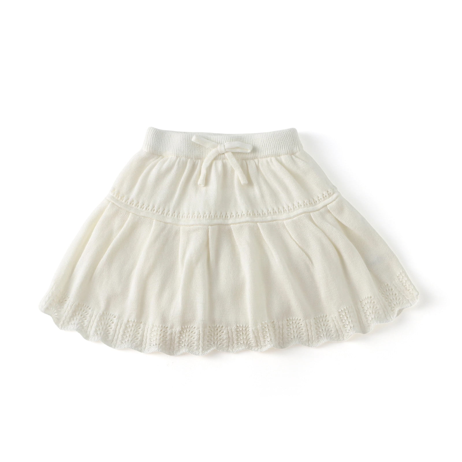CPNG Toddler Baby Girls Knit Skirt Scallop Hem Pleated Skirts Elastic ...