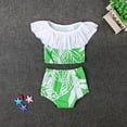 CPNG Toddler Girl 2-Piece Tropical Palm Leaf Swimsuit Set – Ruffled Off ...