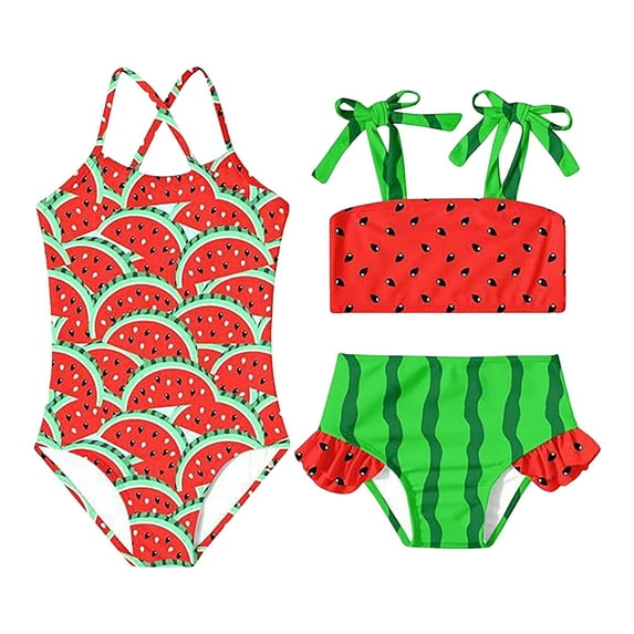 CPNG Toddler Girl 3-Piece Leopard Print Swim Set – Cross-Back One-Piece ...