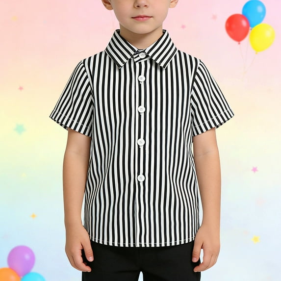 CPNG Toddler & Kids' Short-Sleeve Button-Down Shirt - Classic Black ...