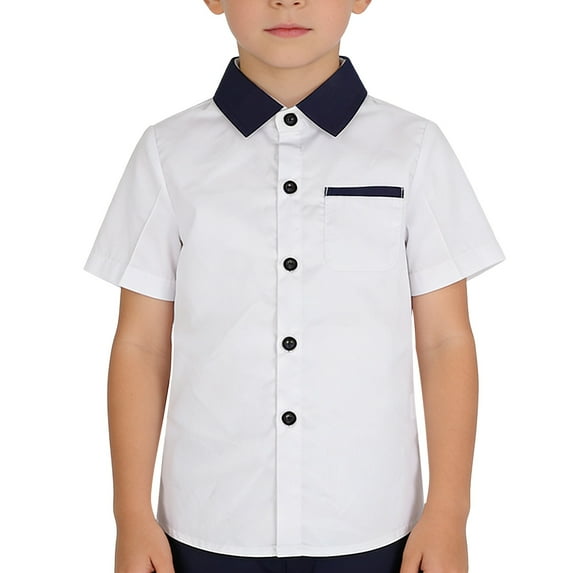 CPNG Toddler & Kids' Short-Sleeve Button-Down Shirt: Contrast Accent ...