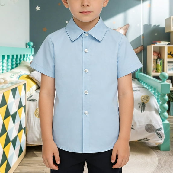 CPNG Toddler & Kids' Short-Sleeve Button-Down Shirt - Solid Pattern ...