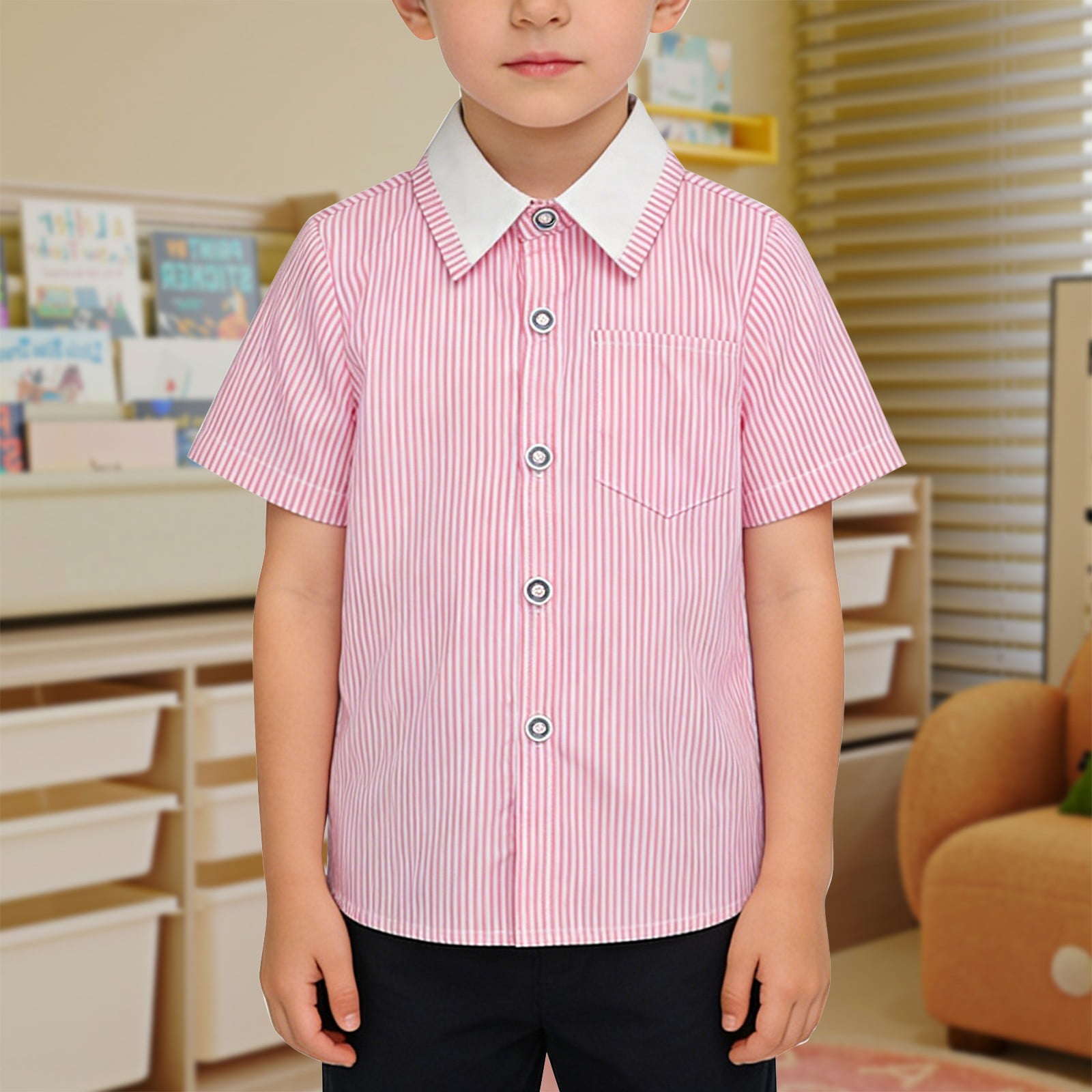 CPNG Toddler & Kids' Short-Sleeve Button-Down Shirt - Striped Pattern ...