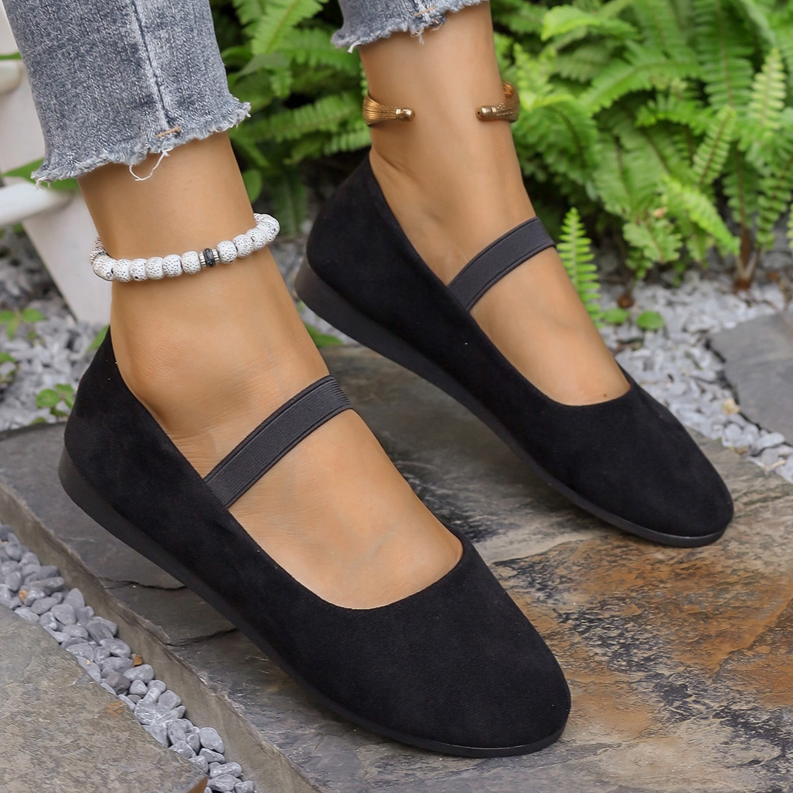 CPNG Women Mary Jane Dress Shoes Low Heel Princess Ballet Flats Round ...